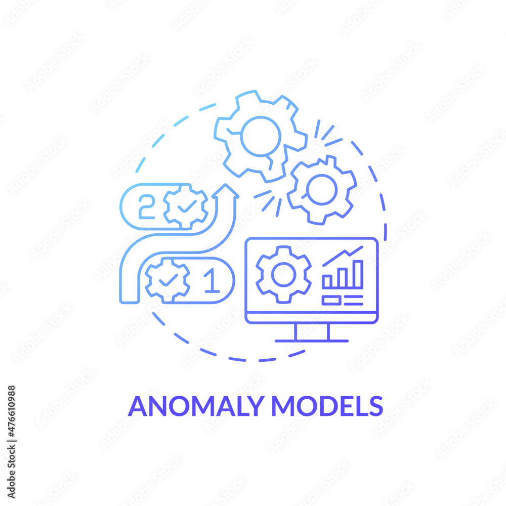 Anomaly models blue gradient concept icon. Detecting abnormal patterns ...
