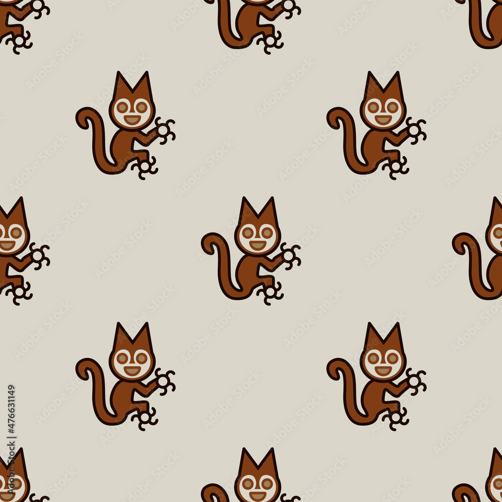 Seamless animal pattern with funny squirrels or cats. Paracas textile ...