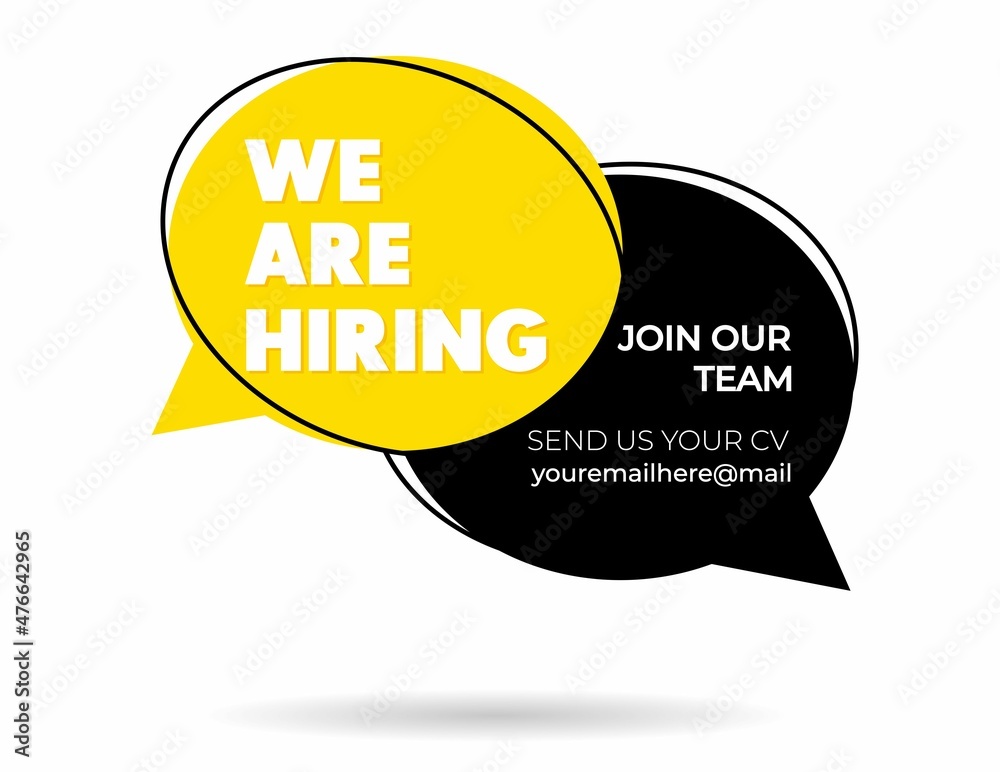Hiring recruitment design poster. We are hiring template with chat ...