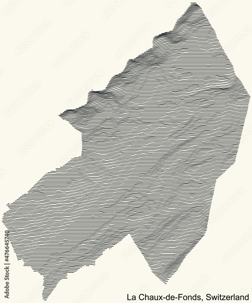 Topographic relief map of the city of La Chaux-de-Fonds, Switzerland ...