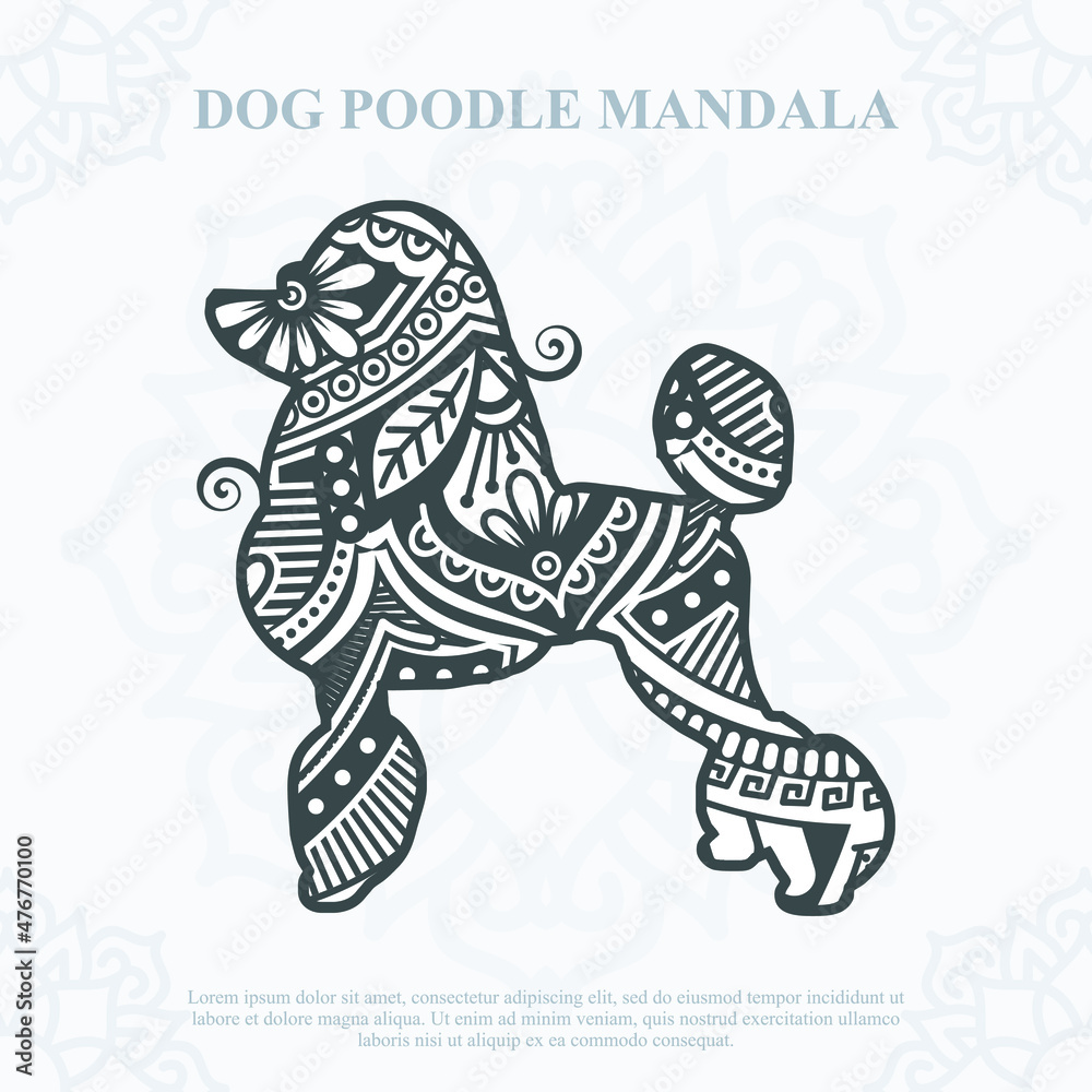 Dog Poodle Mandala. Boho Style elements. vector illustration. Stock ...