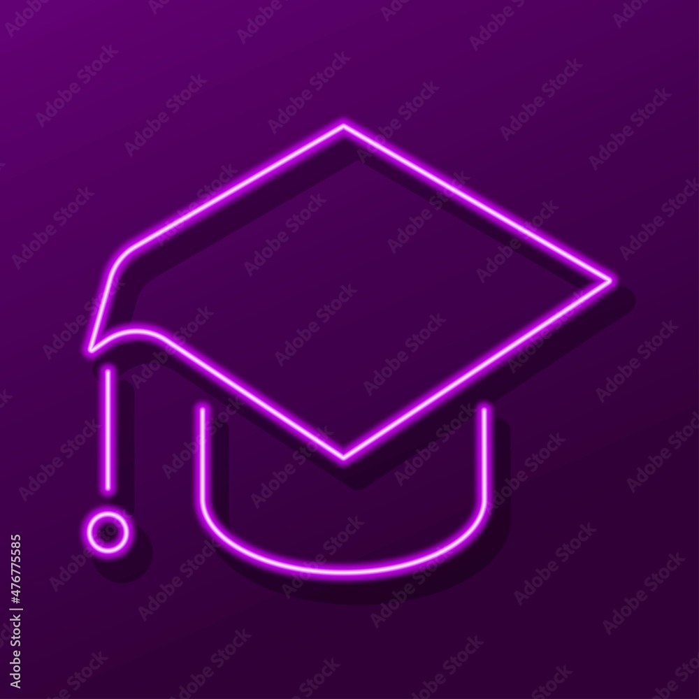 graduation cap neon sign, modern glowing banner design, colorful modern ...