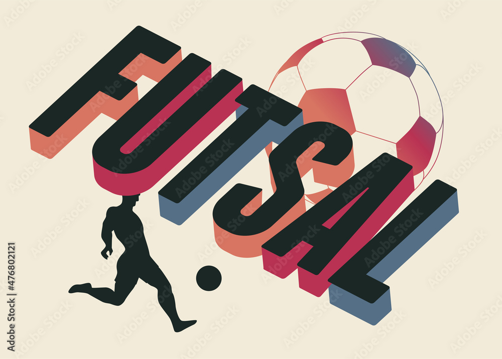 Futsal poster, logo, emblem design with ball and player. Vector ...