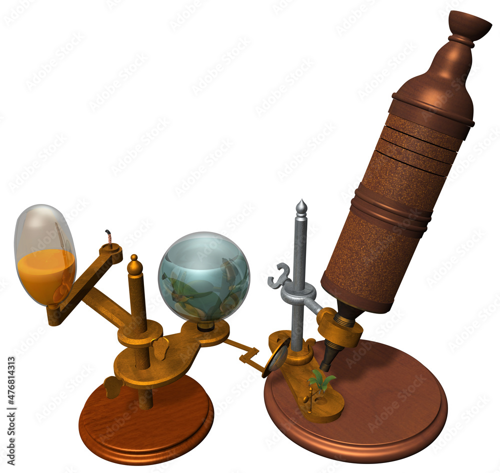 Robert Hooke's Microscope. 3D Rendering Illustration of a Microscope ...