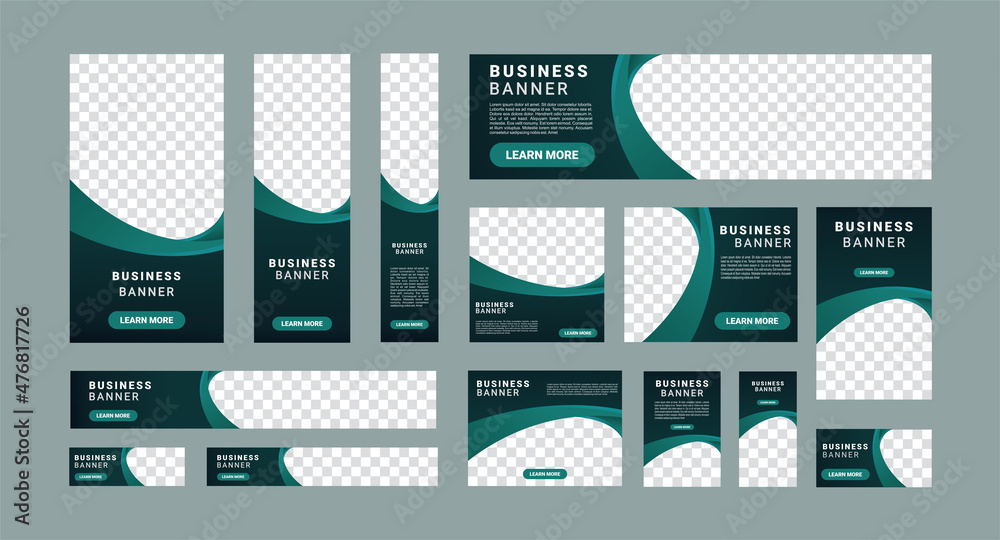 Set of creative modern business ad banner with a place for photos ...