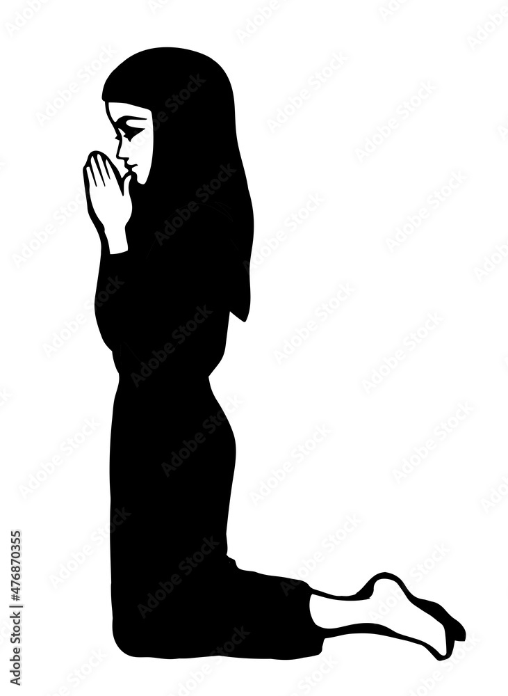 Vector image of the praying girl Stock Vector | Adobe Stock