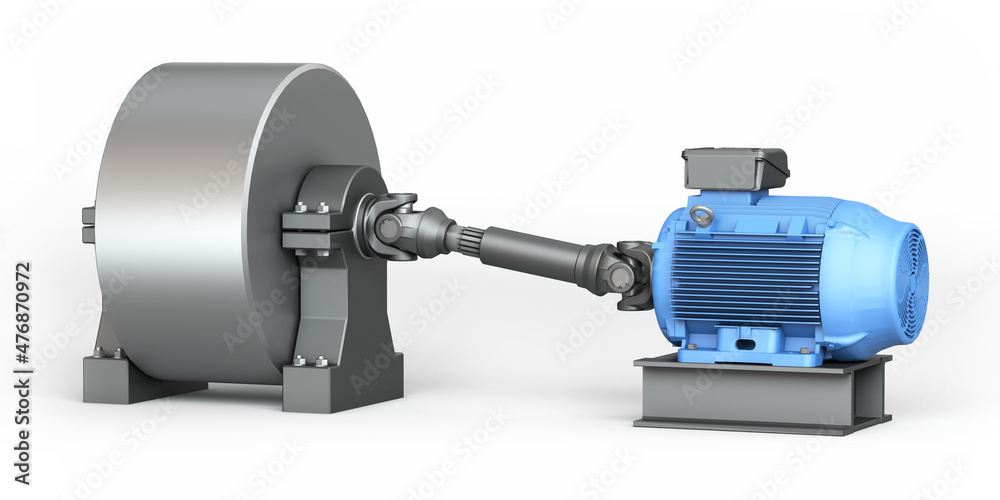 Flywheel is connected to the electric motor via a cardan shaft ...