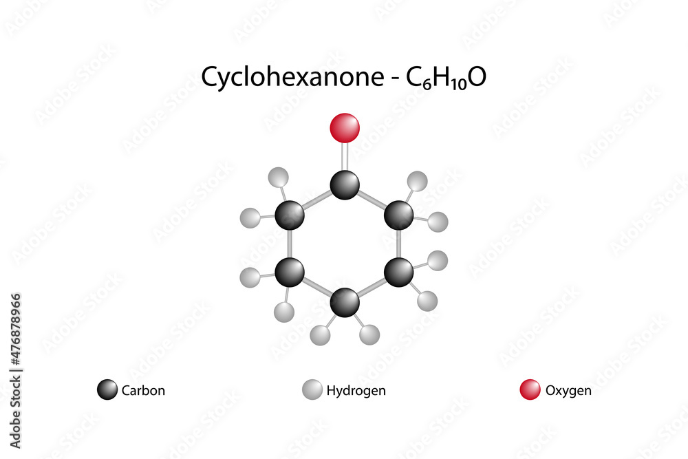 Molecular formula of cyclohexanone. It consists of a six-carbon cyclic ...