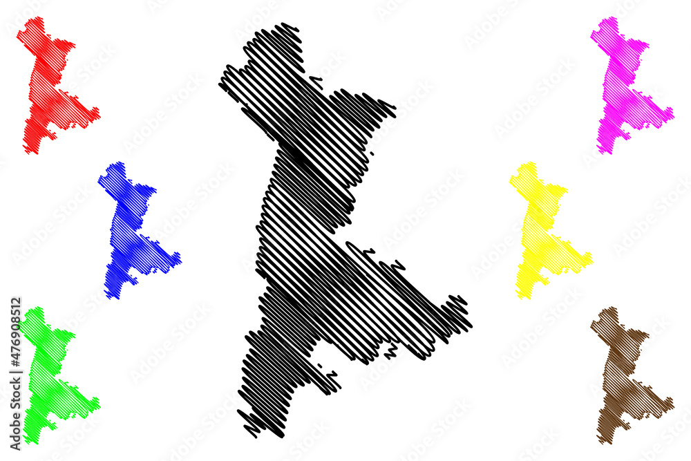 Nuh district (Haryana State, Republic of India) map vector illustration ...