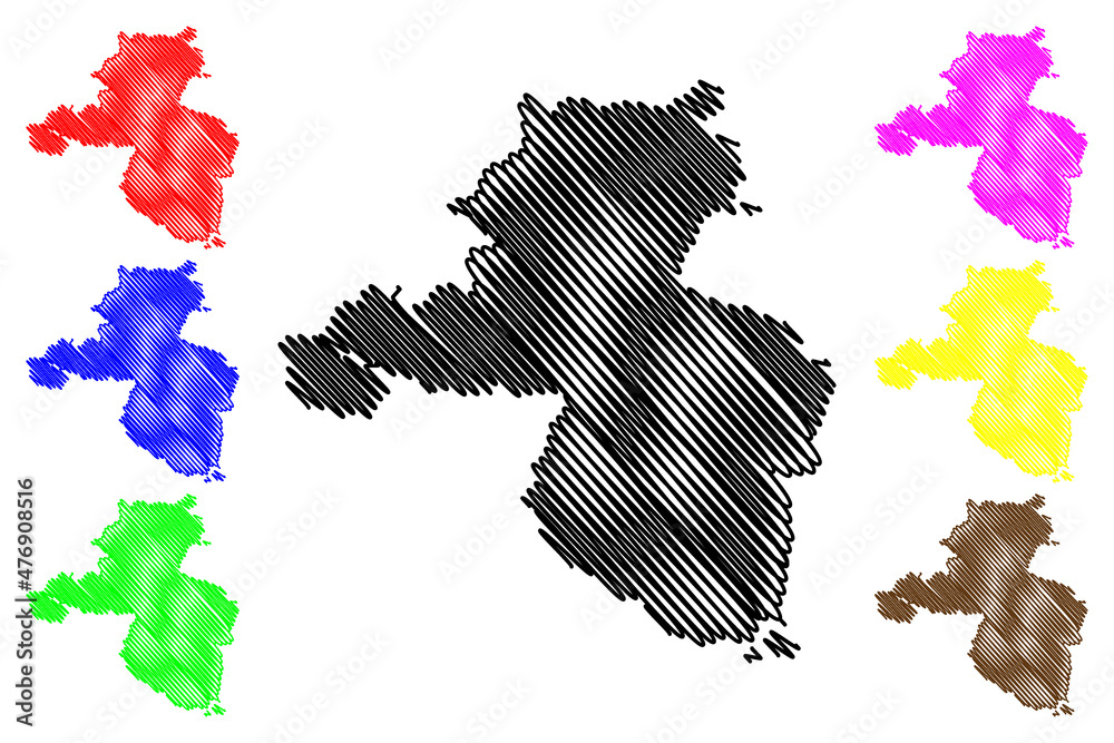 Palakkad district (Kerala State, Republic of India) map vector ...