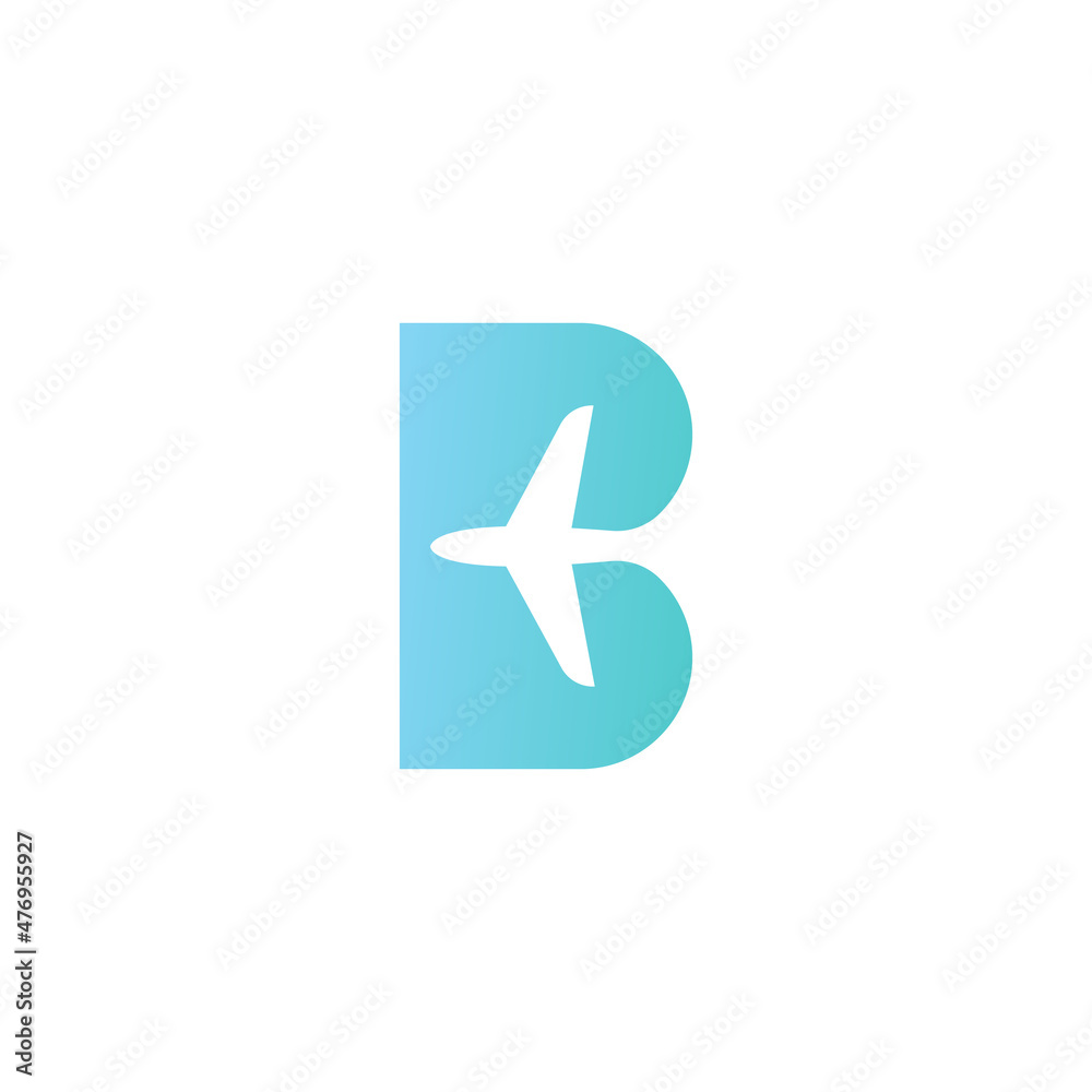 Simple Letter b combine with airplane logo concept. Bold letter b icon ...