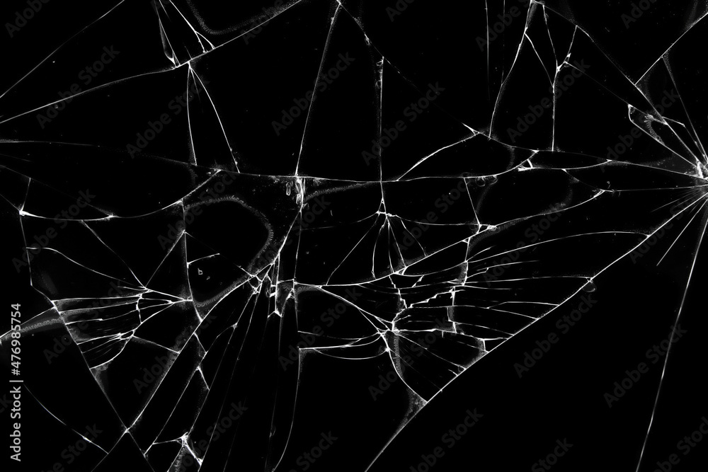 Broken smartphone glass, laptop screen, monitor, cracked broken glass ...