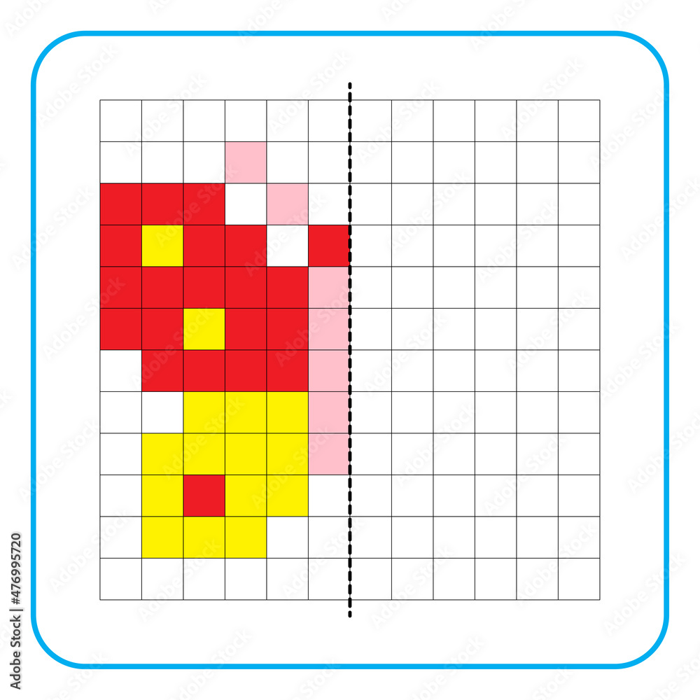 Picture reflection educational game for kids. Learn to complete ...
