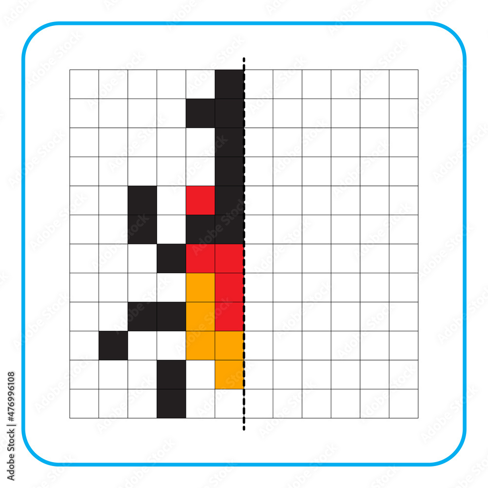 Picture reflection educational game for kids. Learn to complete ...