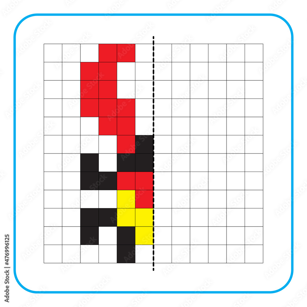 Picture reflection educational game for kids. Learn to complete ...