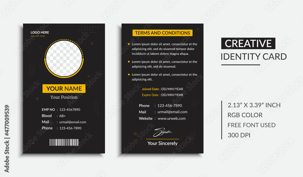 Corporate Restaurant Id card design template Stock Vector | Adobe Stock