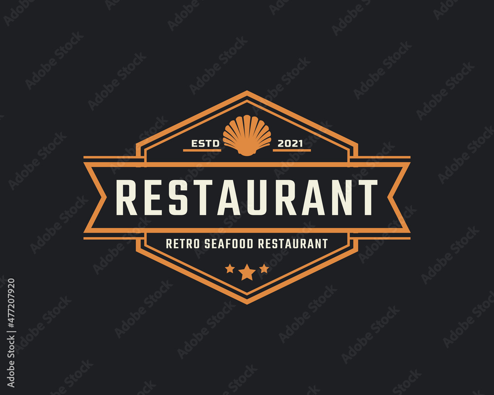Classic Vintage Retro Label Badge for Seafood Seashell Pearl Oyster ...