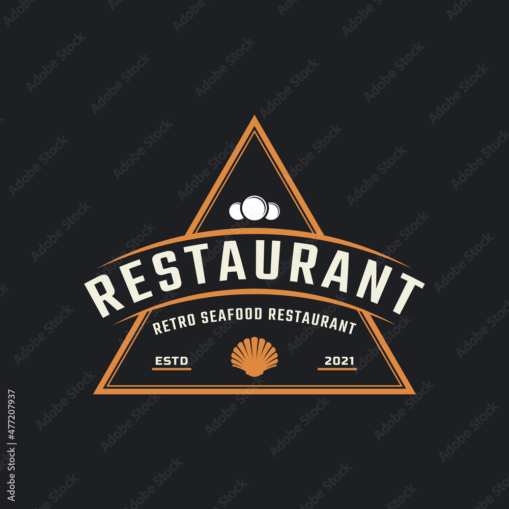 Classic Vintage Retro Label Badge for Seafood Seashell Pearl Oyster ...