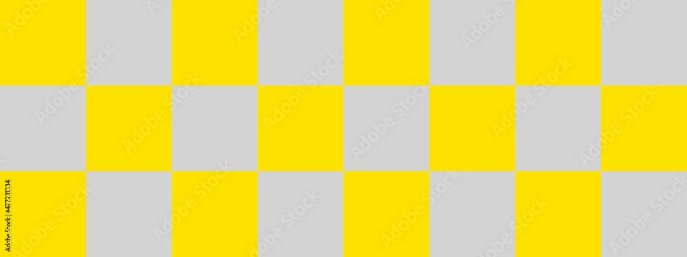 Checkerboard banner. Light grey and Yellow colors of checkerboard. Big ...