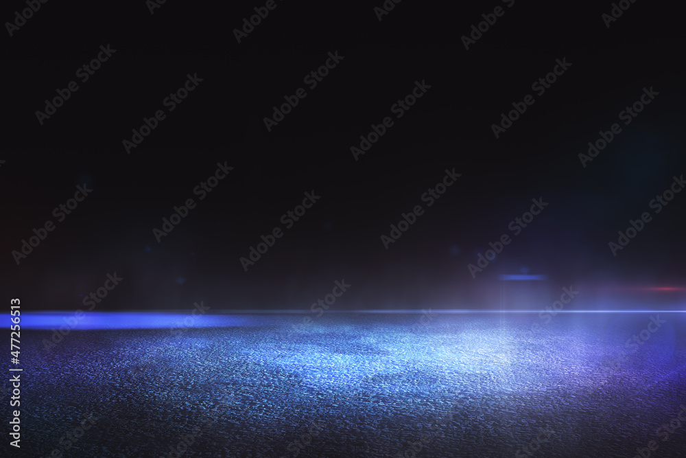 Abstract dark background with concrete ground, light and mock up place ...