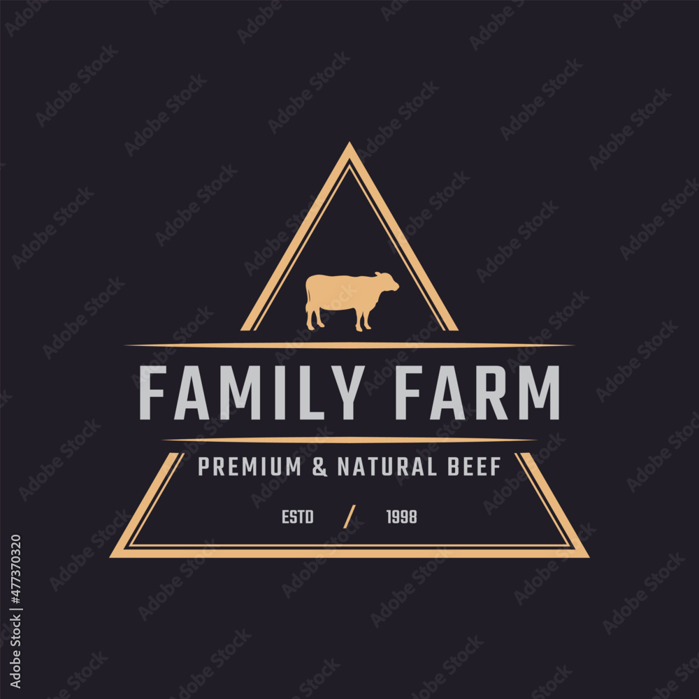 Classic Vintage Retro Label Badge Emblem Cattle, Angus, Beef Family ...