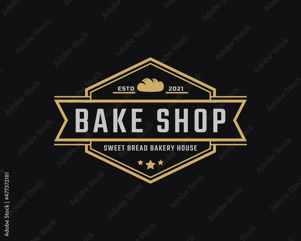 Vector de Stock Classic Vintage Retro Label Badge Emblem Bread Bakery ...