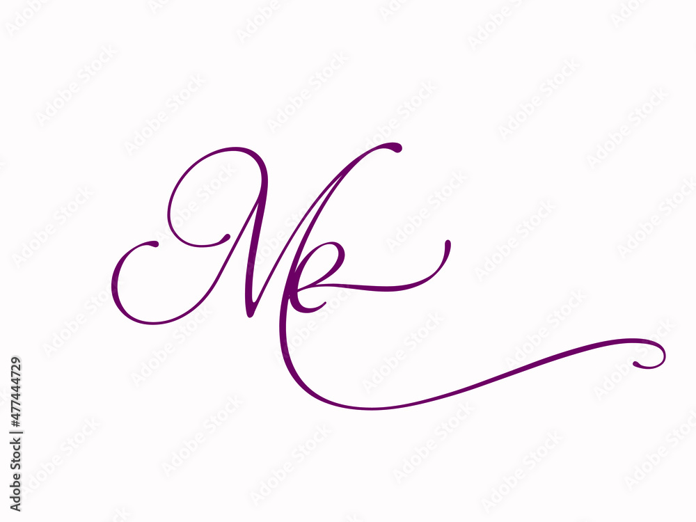 ME monogram logo.Calligraphic signature icon.Decorative letter m and ...