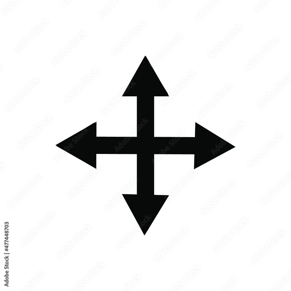 Four arrows icon. Different direction. Navigation concept. Cursor sign. Simple line art. Vector ...