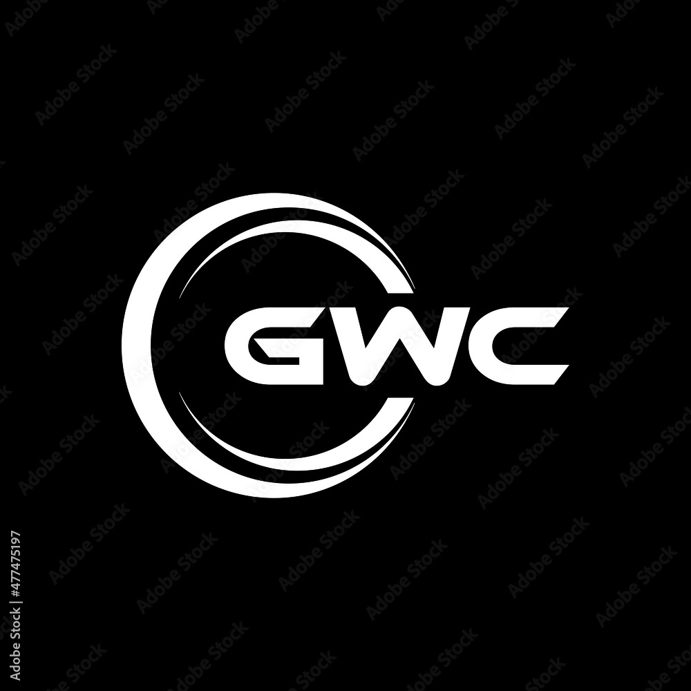 GWC letter logo design with black background in illustrator, vector ...
