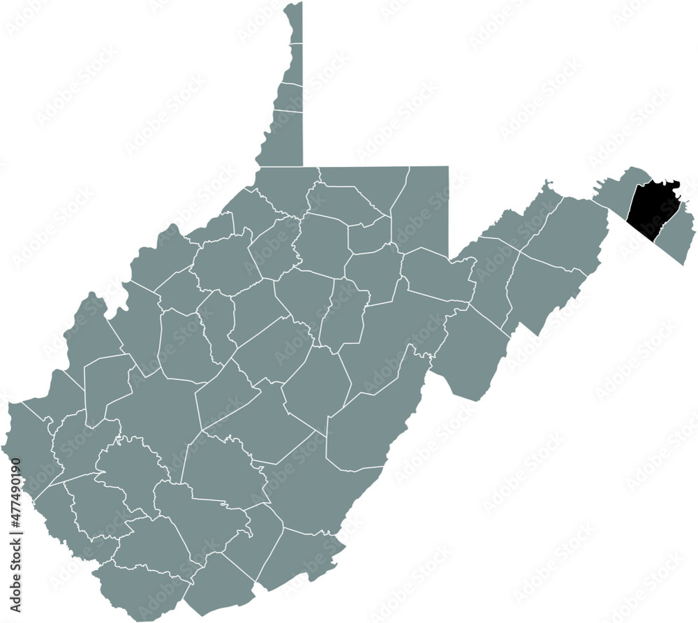 Black highlighted location map of the Berkeley County inside gray ...