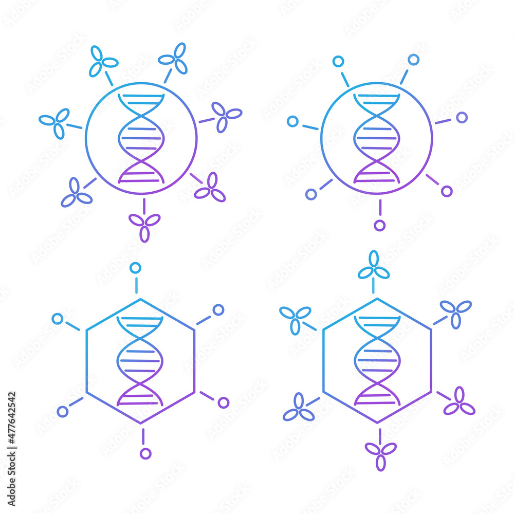 Schematic structure of a viral particle. Viral dna. Vector image in a ...