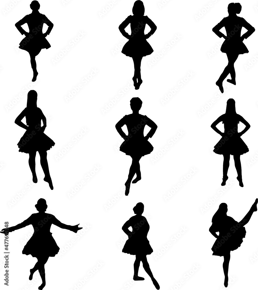 Irish Dancing Silhouette Pack Stock Vector | Adobe Stock