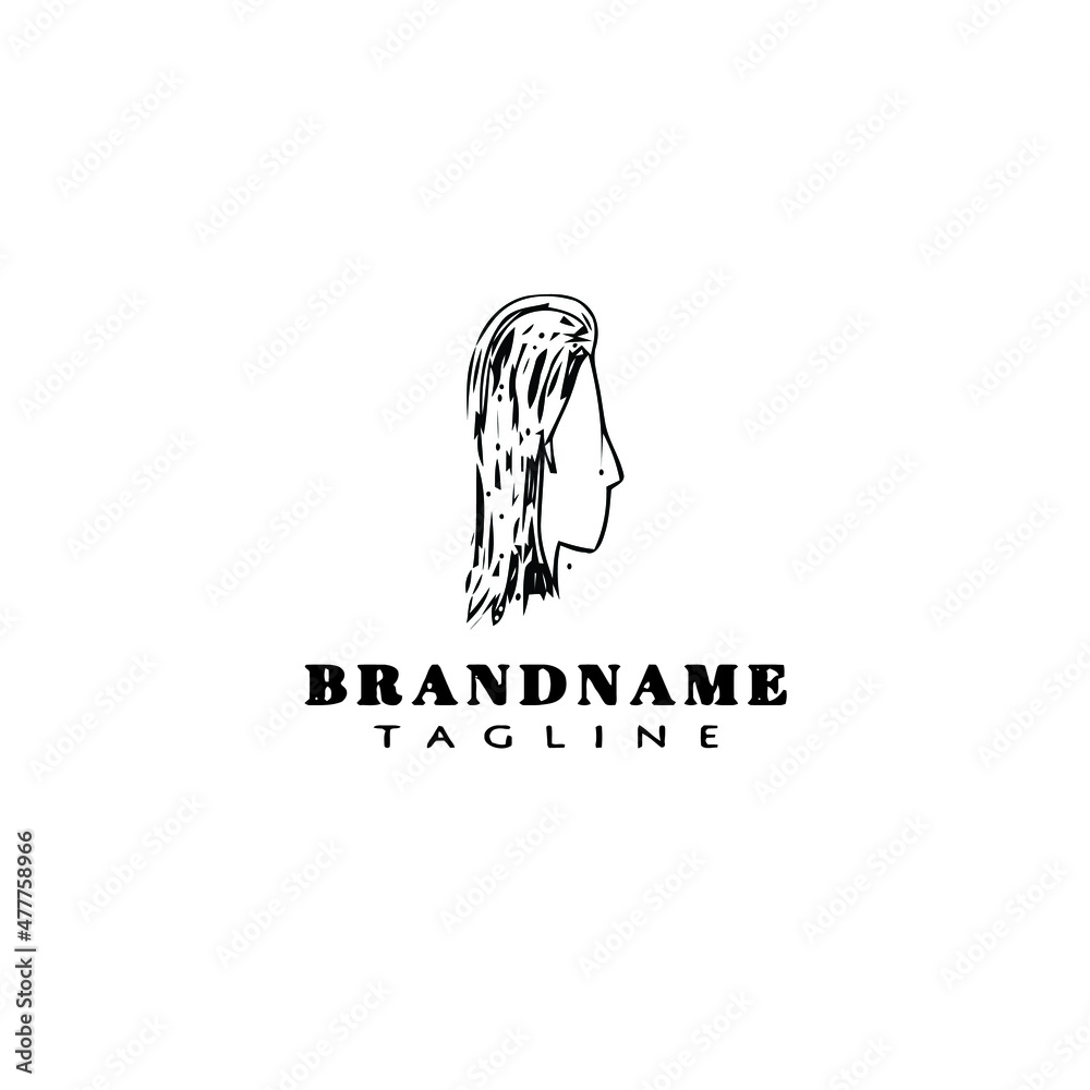 dreads logo cartoon template icon design black isolated vector ...
