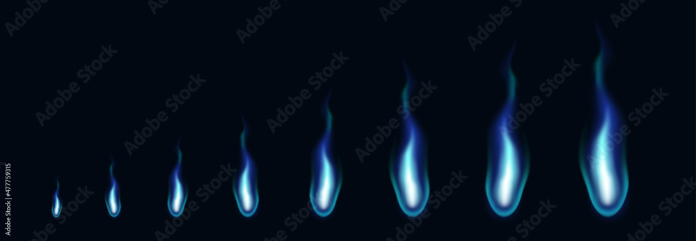 Blue fire animation sprites. Animation for a game or cartoon. Vector ...