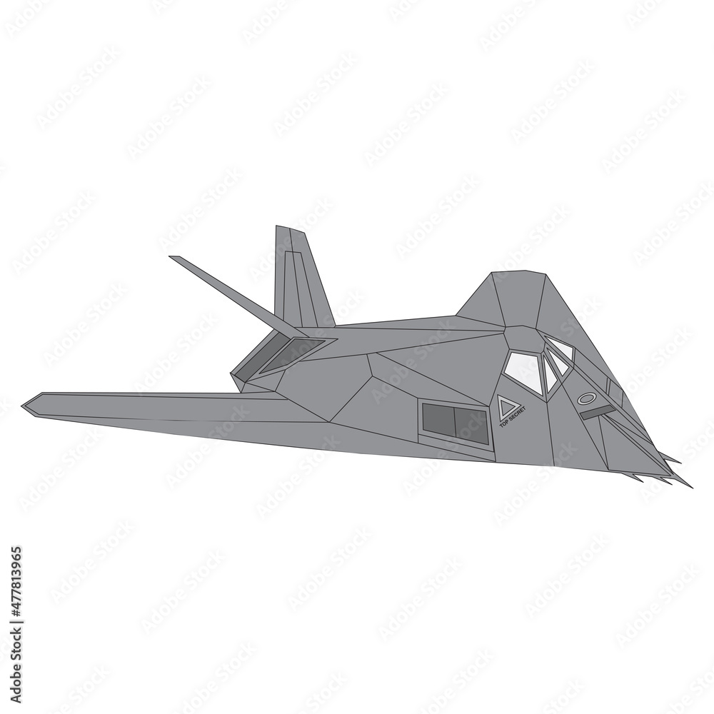 Detailed Isometric Illustration of an F-117 Nighthawk Stealth Fighter ...