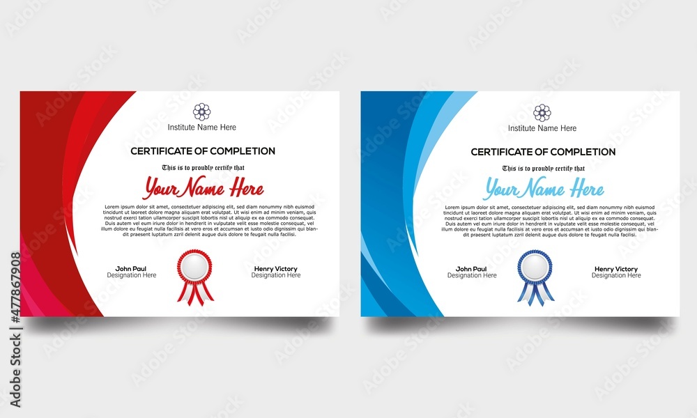Creative Modern Completion Certificate Template Stock Vector | Adobe Stock