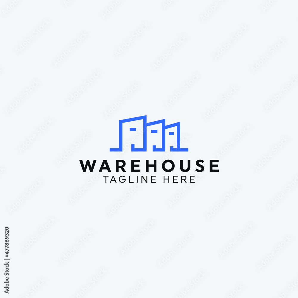 modern warehouse building logo business vector design template. outline ...