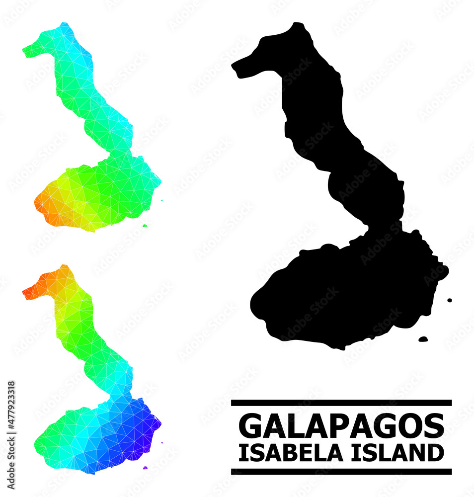 Vector lowpoly spectral colored map of Galapagos - Isabela Island with ...