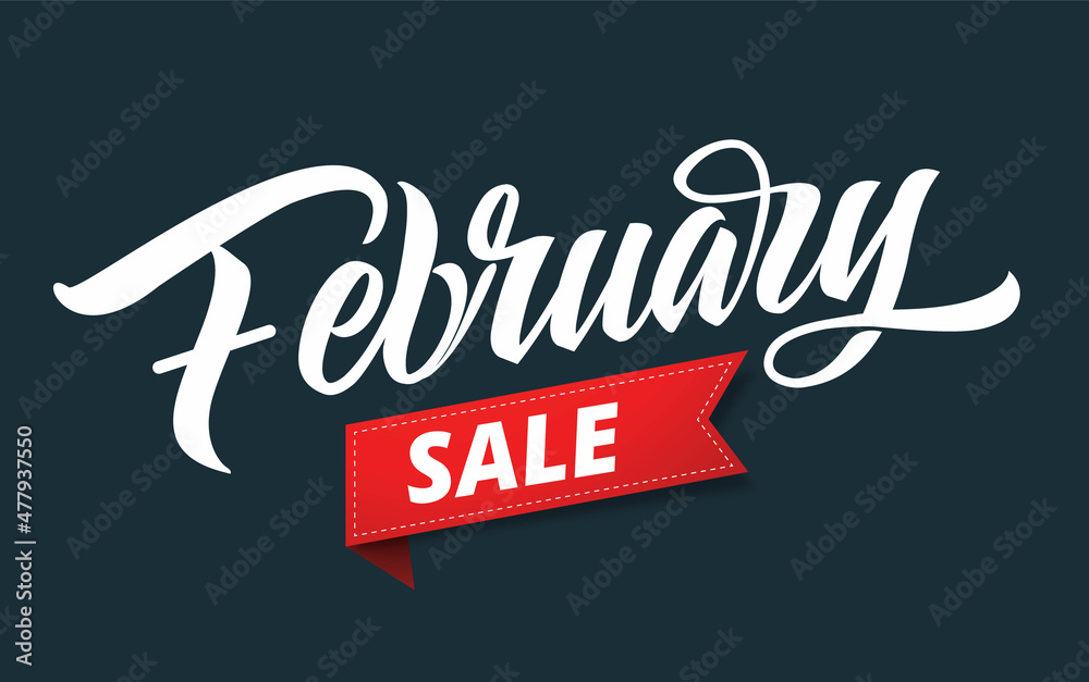 February Sale - cute handwritten modern black outline name of month of ...