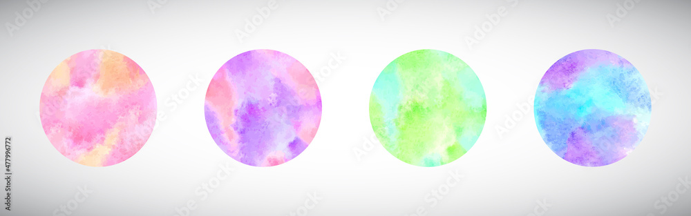 Watercolor circles vector set. Round colorful shapes collection ...