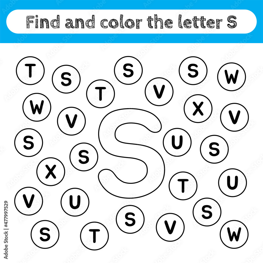 Learning worksheets for kids, find and color letters. Educational game ...