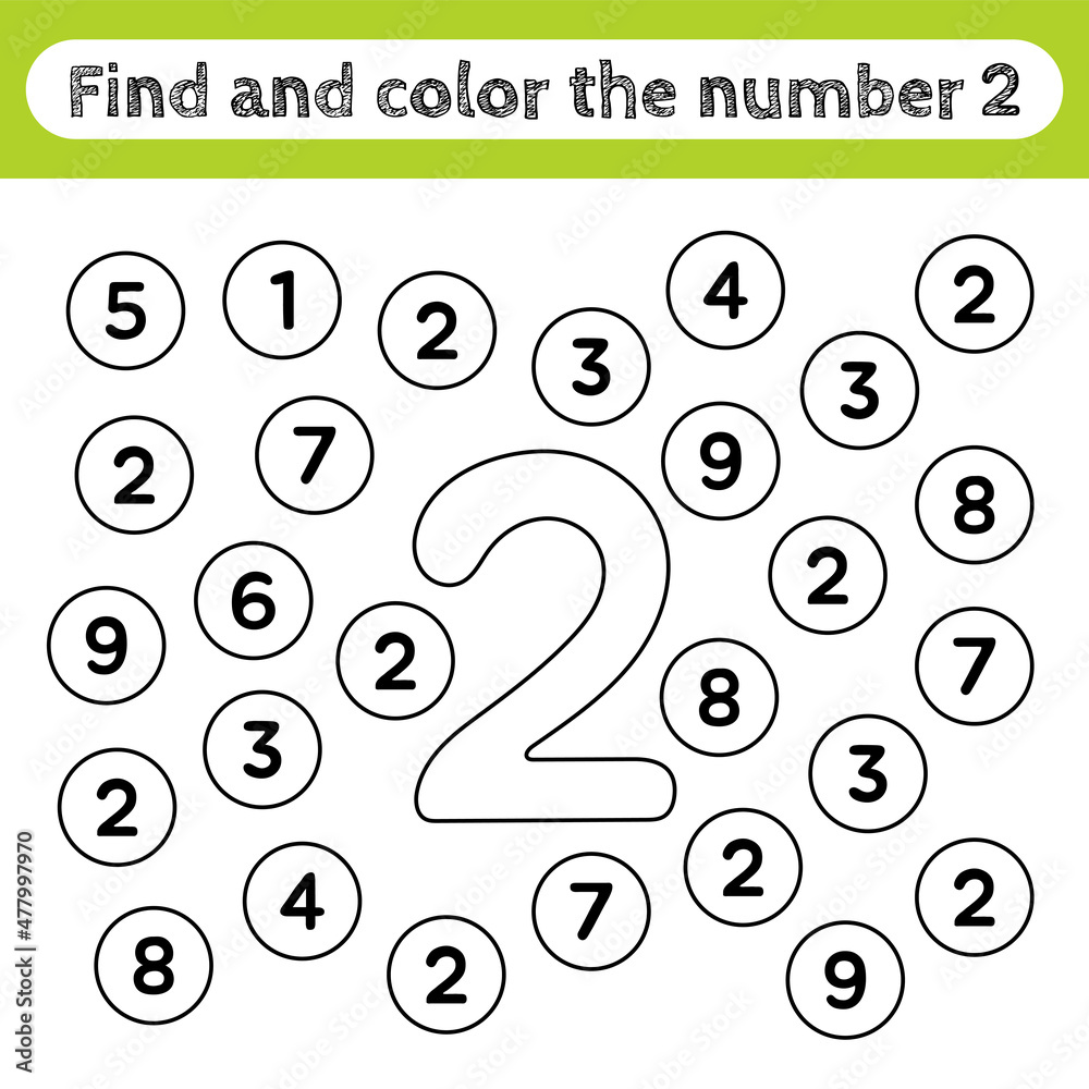 Learning worksheets for kids, find and color numbers. Educational game ...