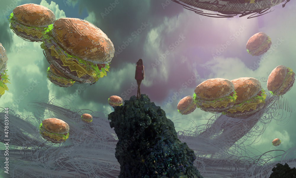 Imaginary world. Surreal alternative realm. Dream like abstract ...