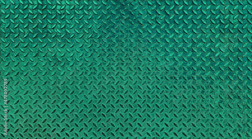 rusty green steel checkered plate texture and background. rhombus ...