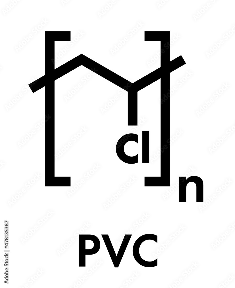 poly(vinyl chloride) plastic (PVC), chemical structure. Used in ...