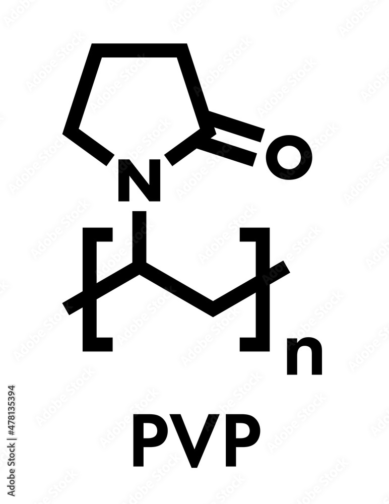 Polyvinylpyrrolidone (PVP, povidone, polyvidone) polymer, chemical ...