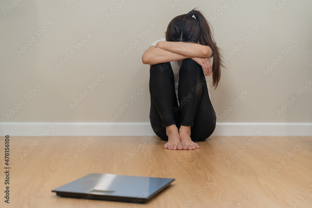 Depressed and stress, sad asian young woman,girl cover face with hand ...