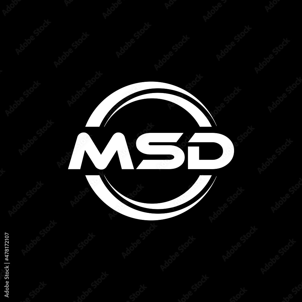 MSD letter logo design with black background in illustrator, vector ...
