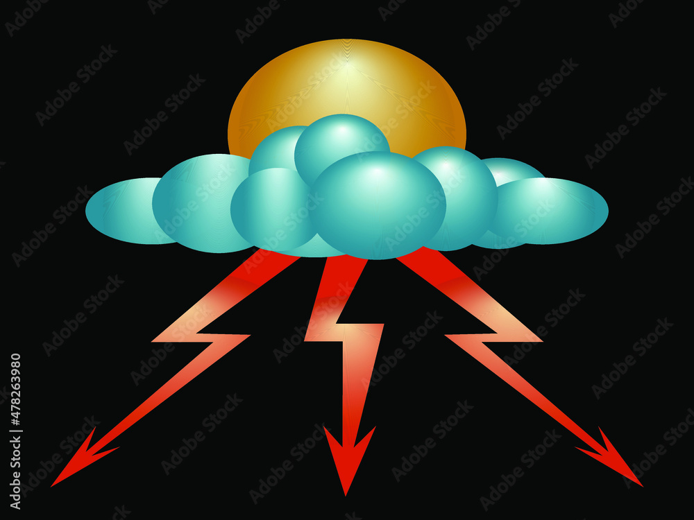 vector illustration depicting storm clouds and lightning in a ...