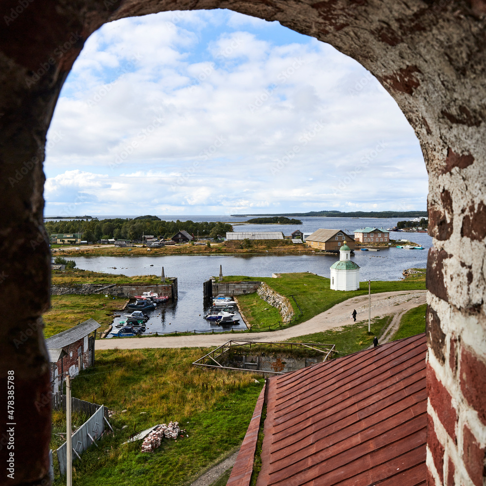 Russia. Solovki. Solovetsky Islands. View from the window of the White ...